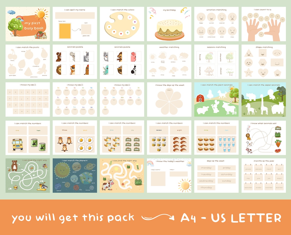 Toddler Busy Book - Printable Learning Binder - Preschool Resources ...