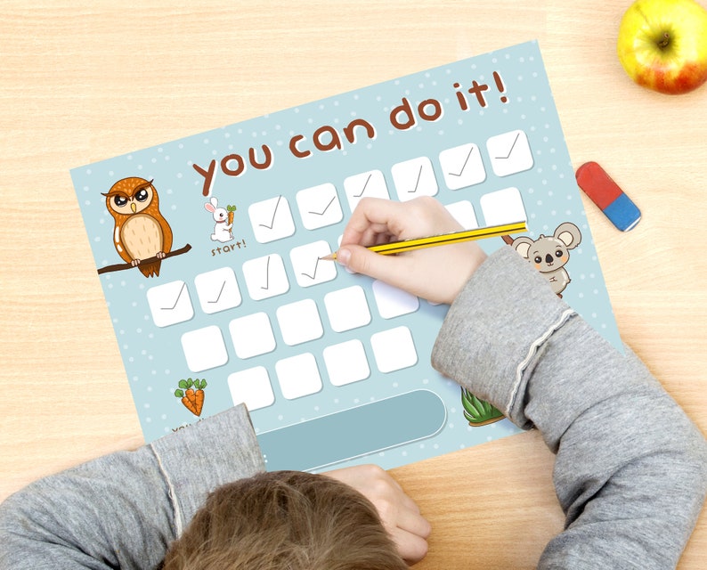 Reward Chart With Animal Theme Colorful & Printable Daily Routine Chart ...