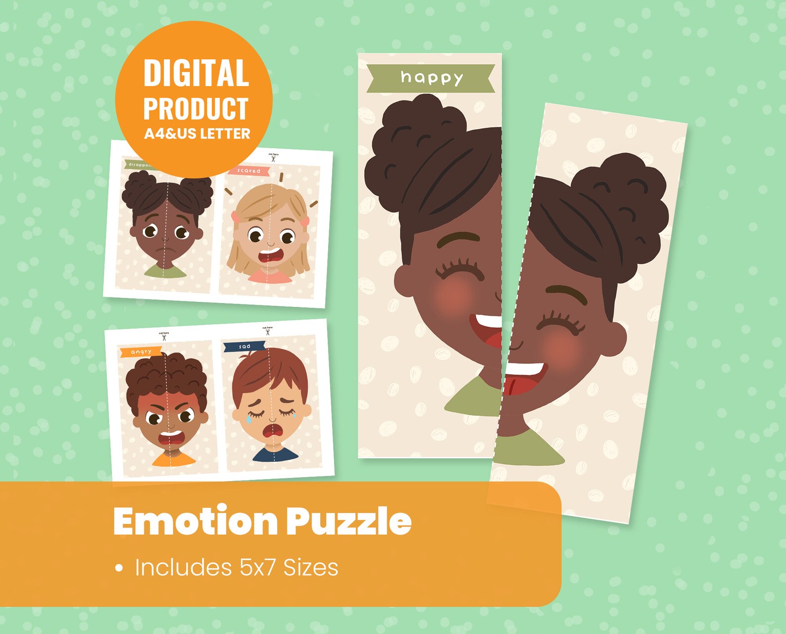 Emotions Puzzle - Feeling Matching Games - Puzzles for Kids - Toddler ...