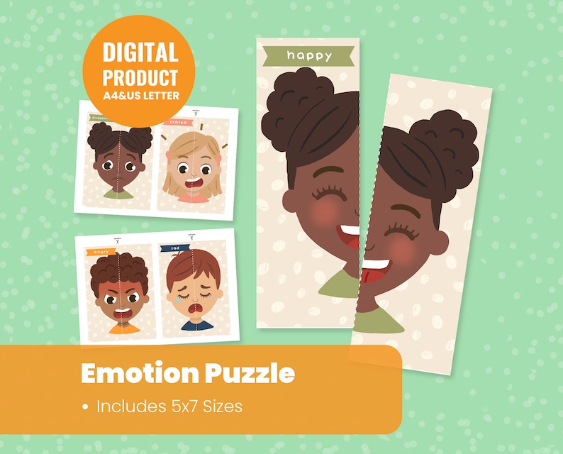Emotions Puzzle - Feeling Matching Games - Puzzles for Kids - Toddler ...
