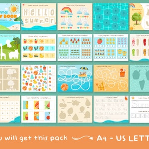 Summer Busy Book - Printable Preschool Activity Book - Toddler Learning ...