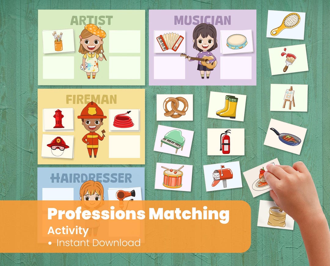 Profession Busy Book Pages - Profession Matching Activity for Kids ...