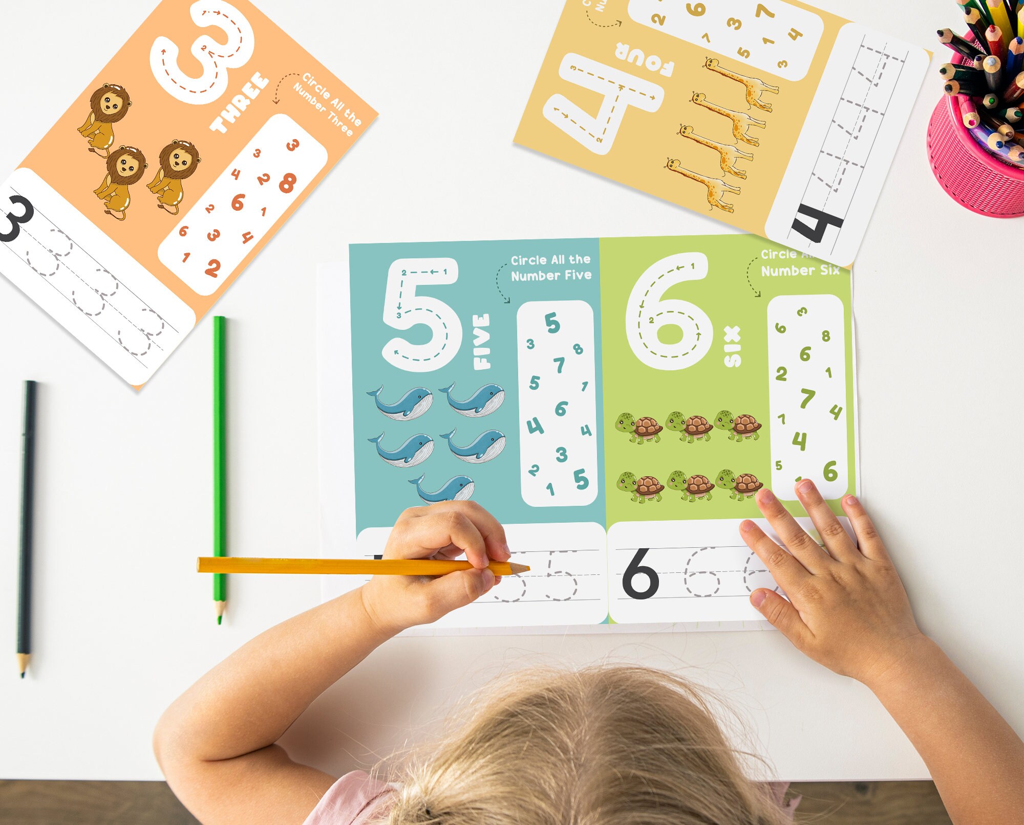 Number Tracing Worksheets Handwriting Practice Educational Numbers ...