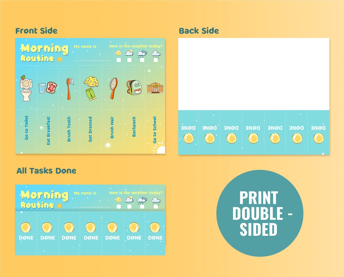 Daily Chore Chart for Kids Printable Daily Routine Chart Toddler ...