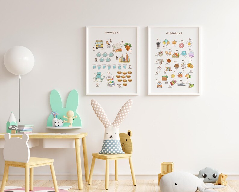 Set of 8 Educational Posters Montessori Classroom Decor - Rainbow ...