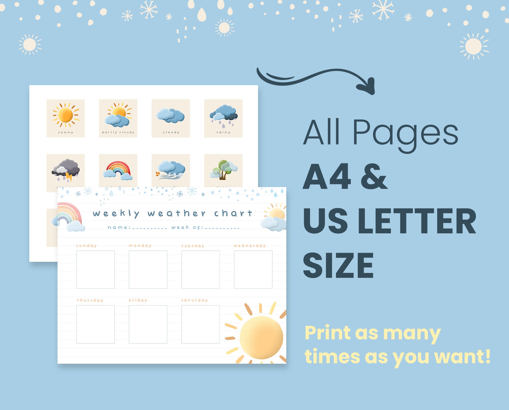 Weekly Weather Chart Montessori Material Weather Montessori Preschool ...