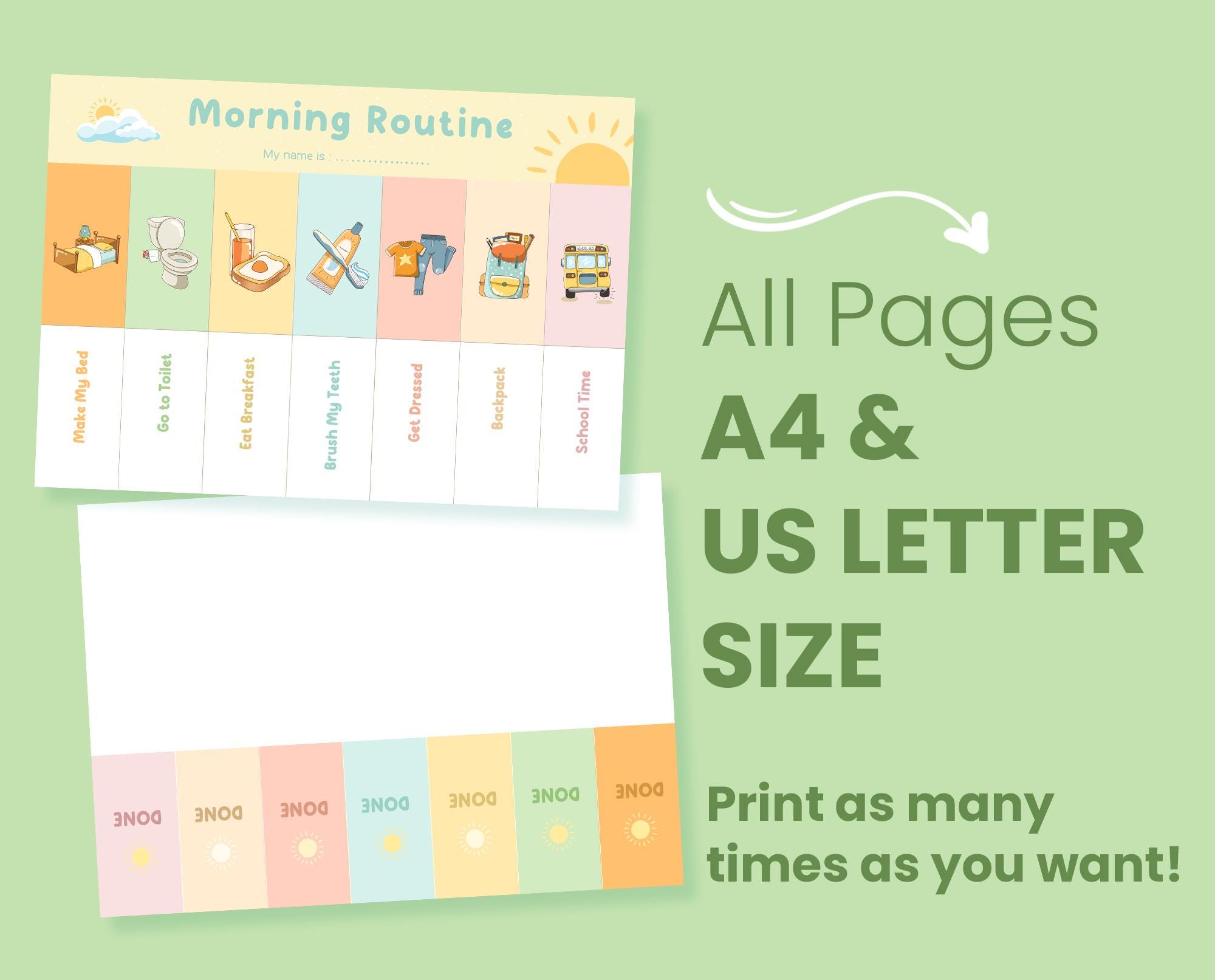 Kids Routine Chart Editable & Printable - Chore Chart - Daily Kids ...