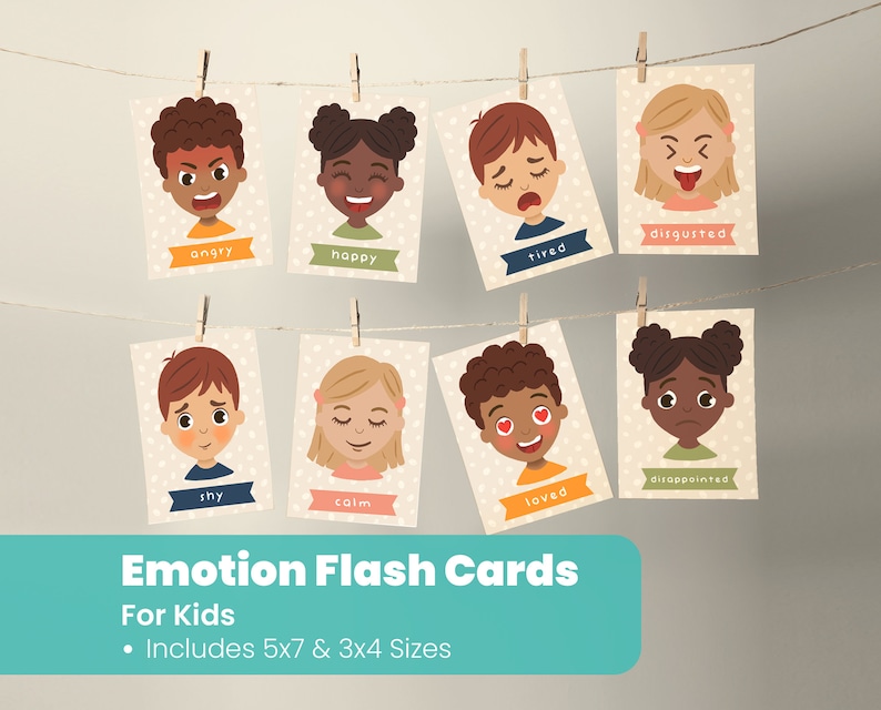 Emotions Flashcards Set - Printable Feeling Chart - Montessori ...