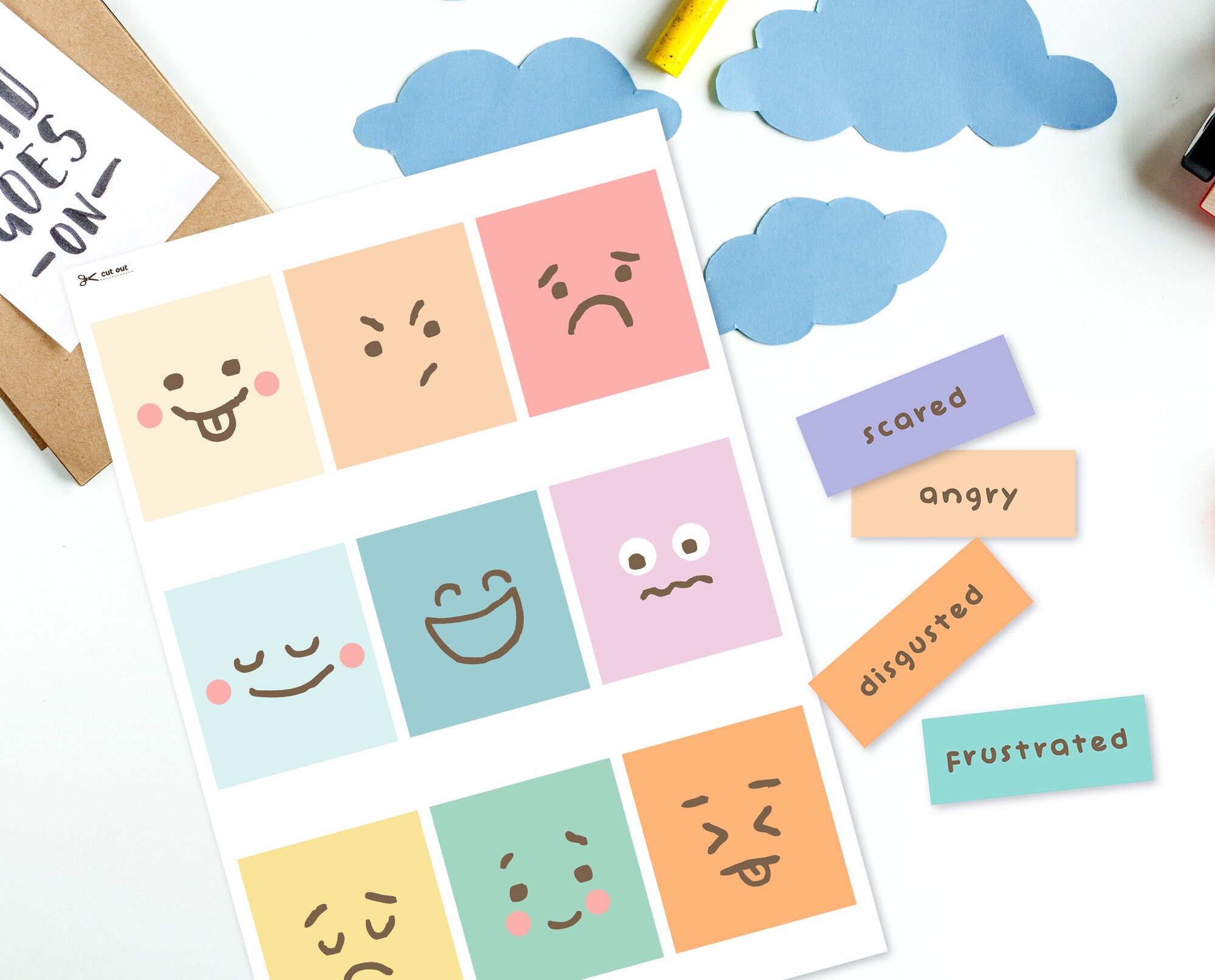 Emotions Flashcards for Kids - Toddlers Felling Children Flashcards ...