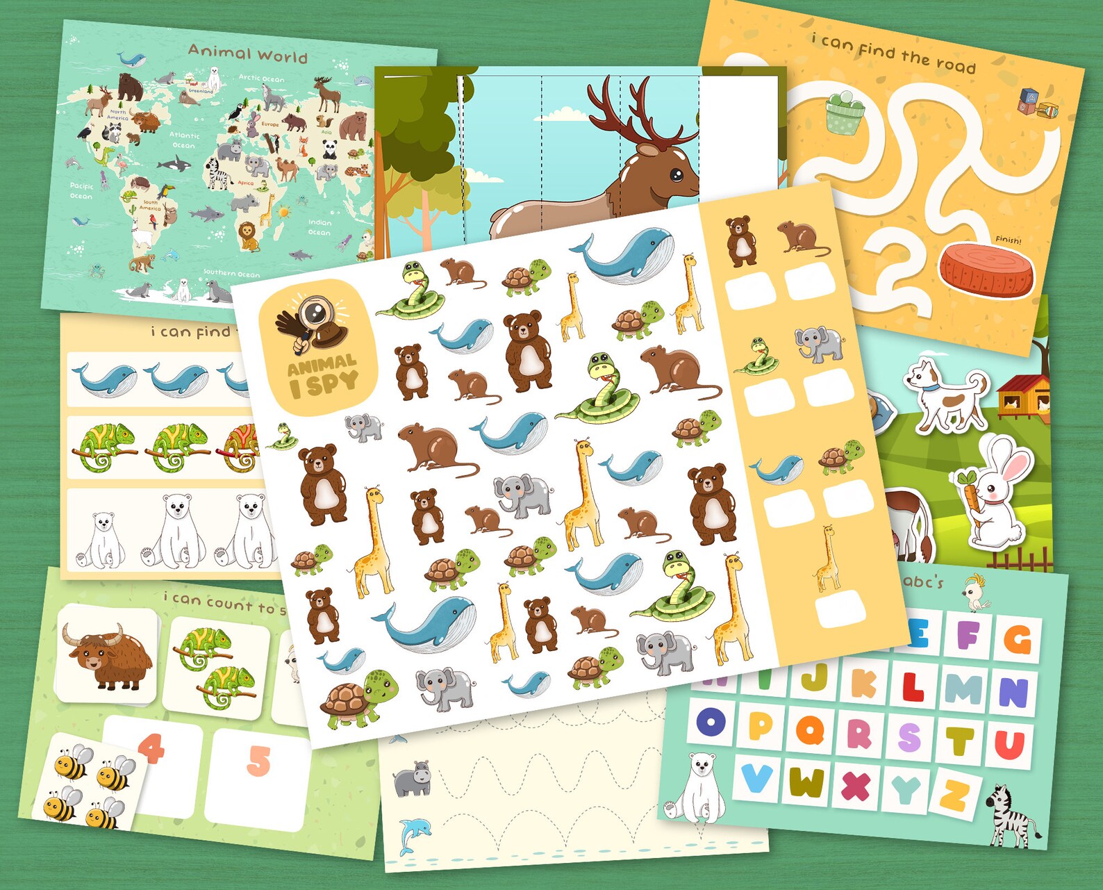 Toddler Busy Book Animal Theme Printable Learning Binder Kids Activity ...