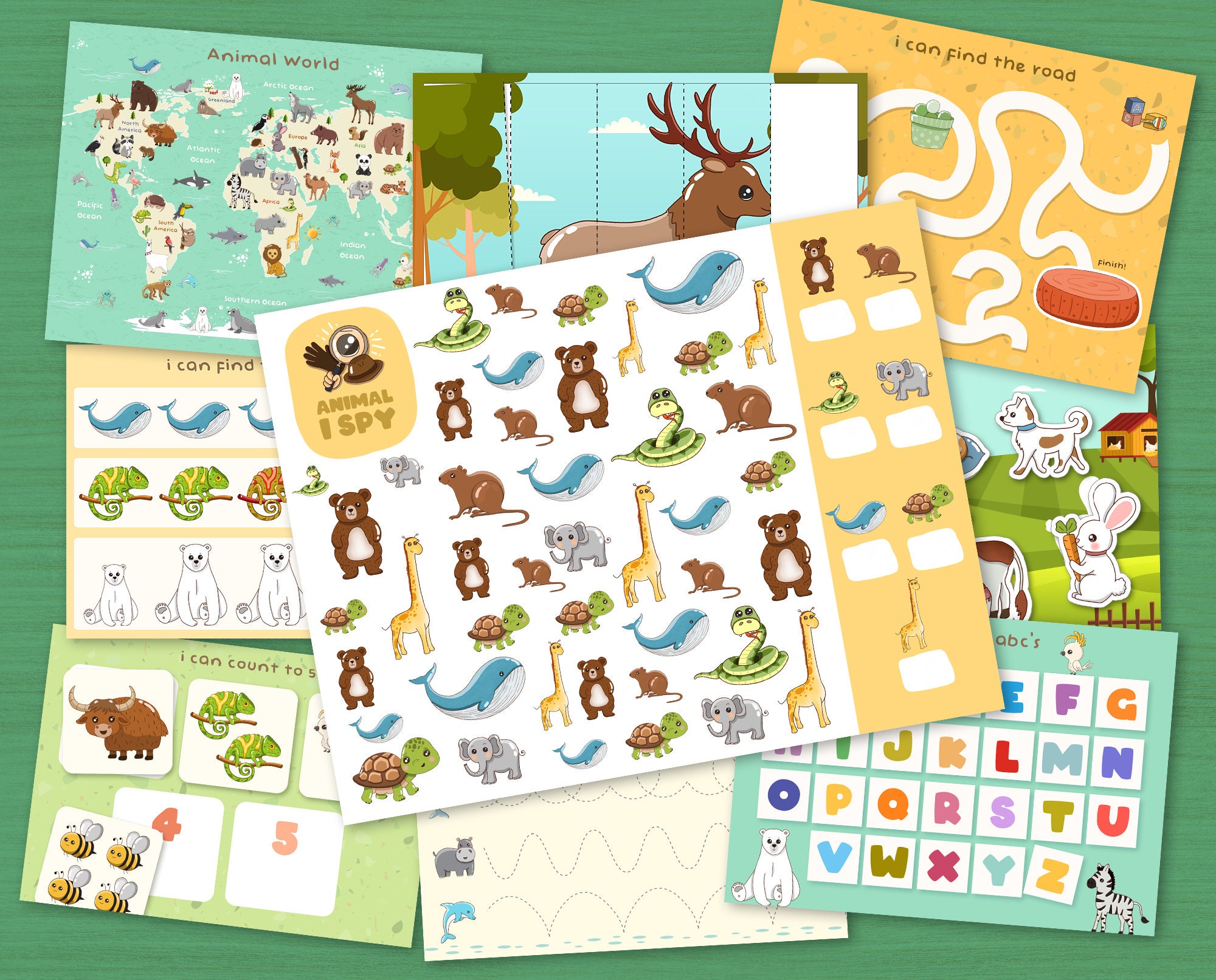 Toddler Busy Book Animal Theme Printable Learning Binder Kids Activity ...