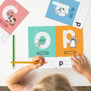 Educational Tracing Alphabet Worksheet for Kids - Animal Theme ...