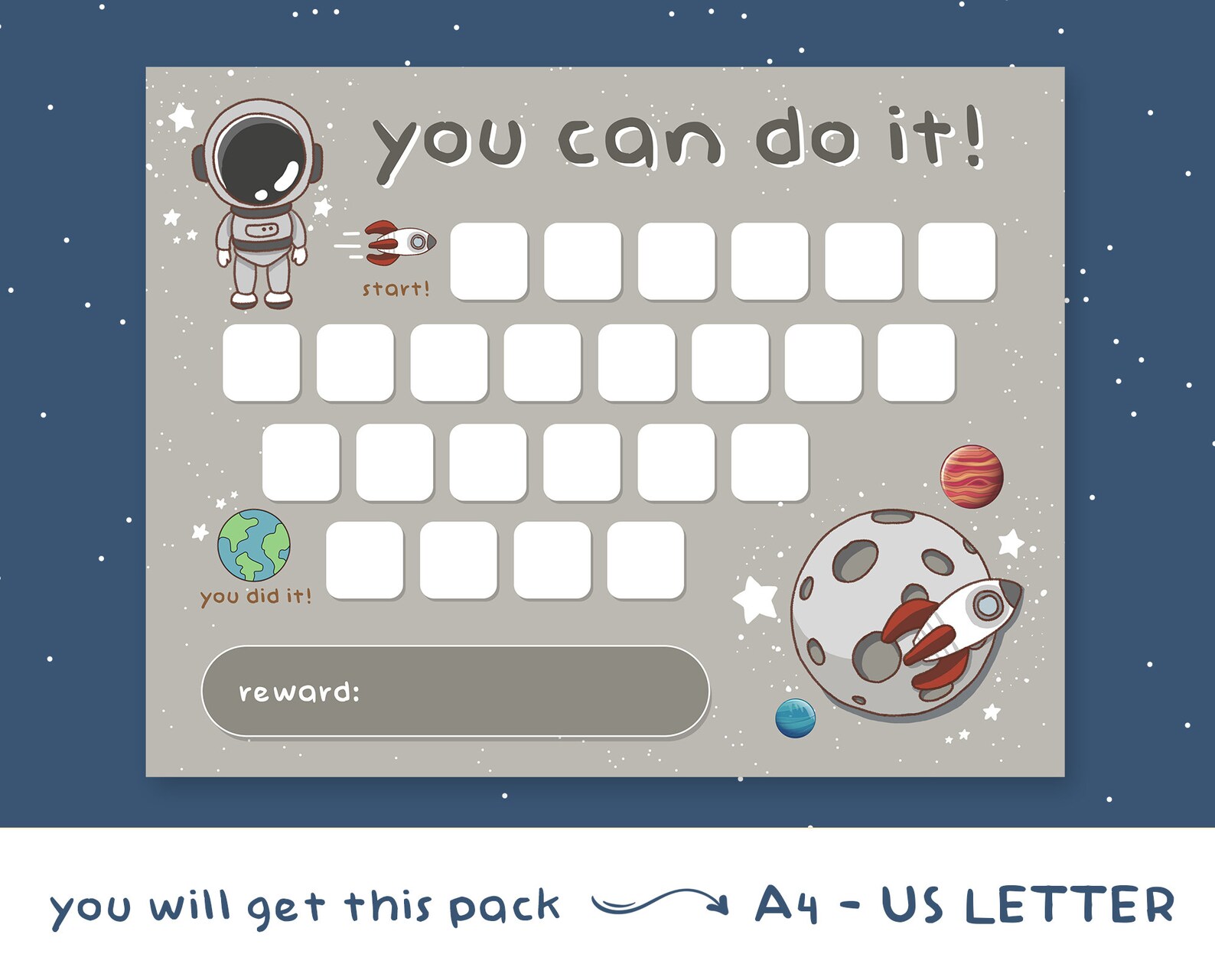 Reward Chart - Space Themed Kids Behavior Tracker - Chore Chart ...