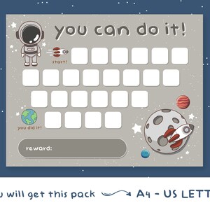 Reward Chart - Space Themed Kids Behavior Tracker - Chore Chart ...