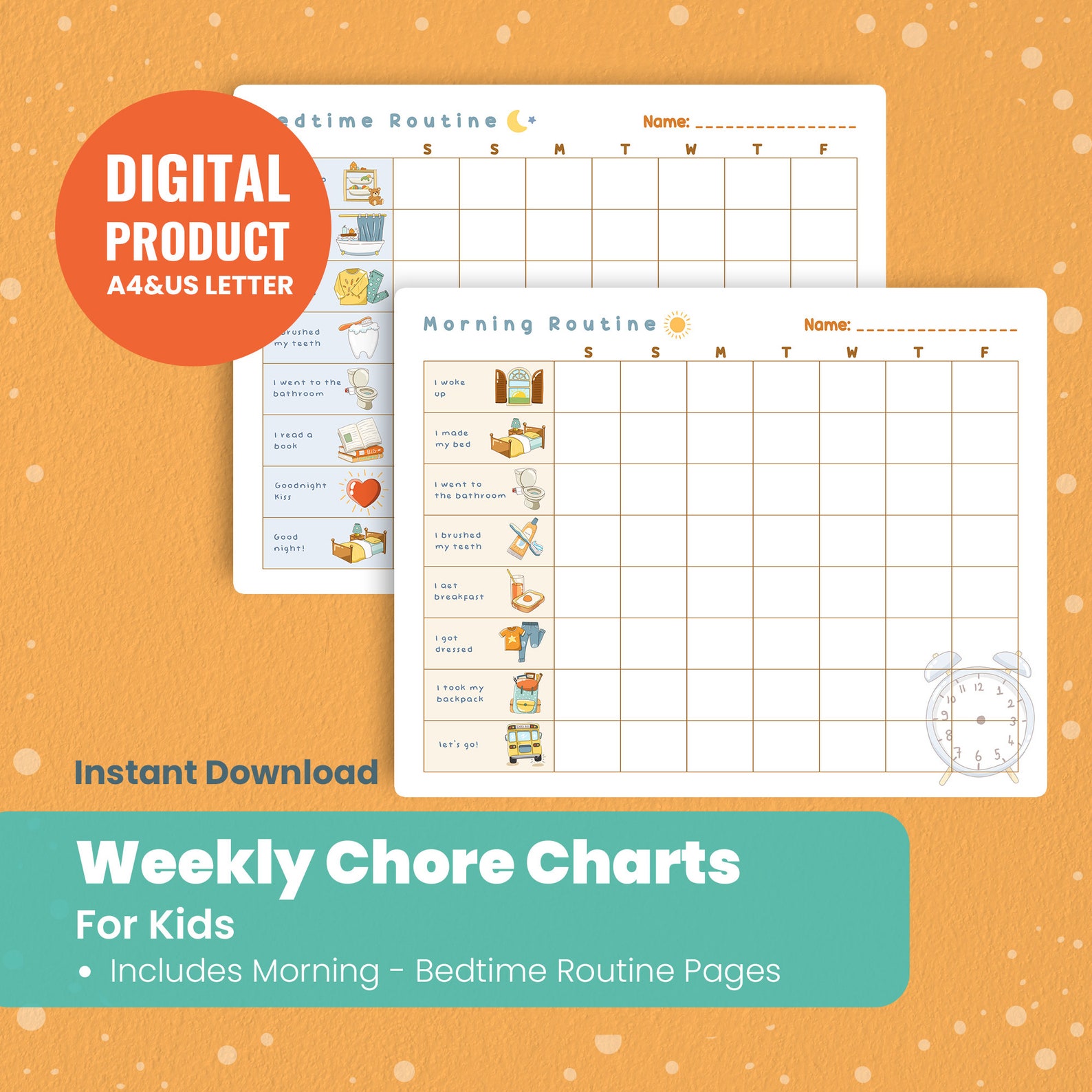 Weekly and Daily Chore Chart Printable - Weekly Chore Schedule - Weekly ...
