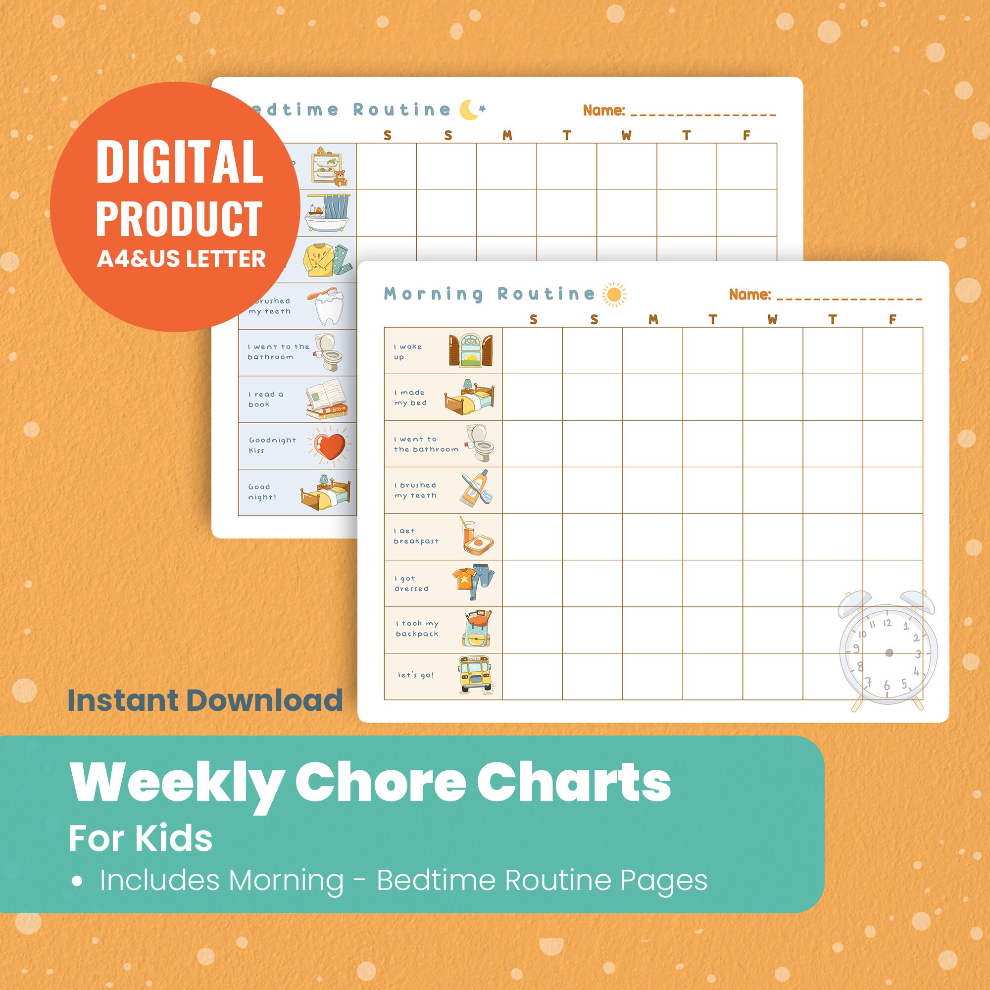 Weekly and Daily Chore Chart Printable - Weekly Chore Schedule - Weekly ...