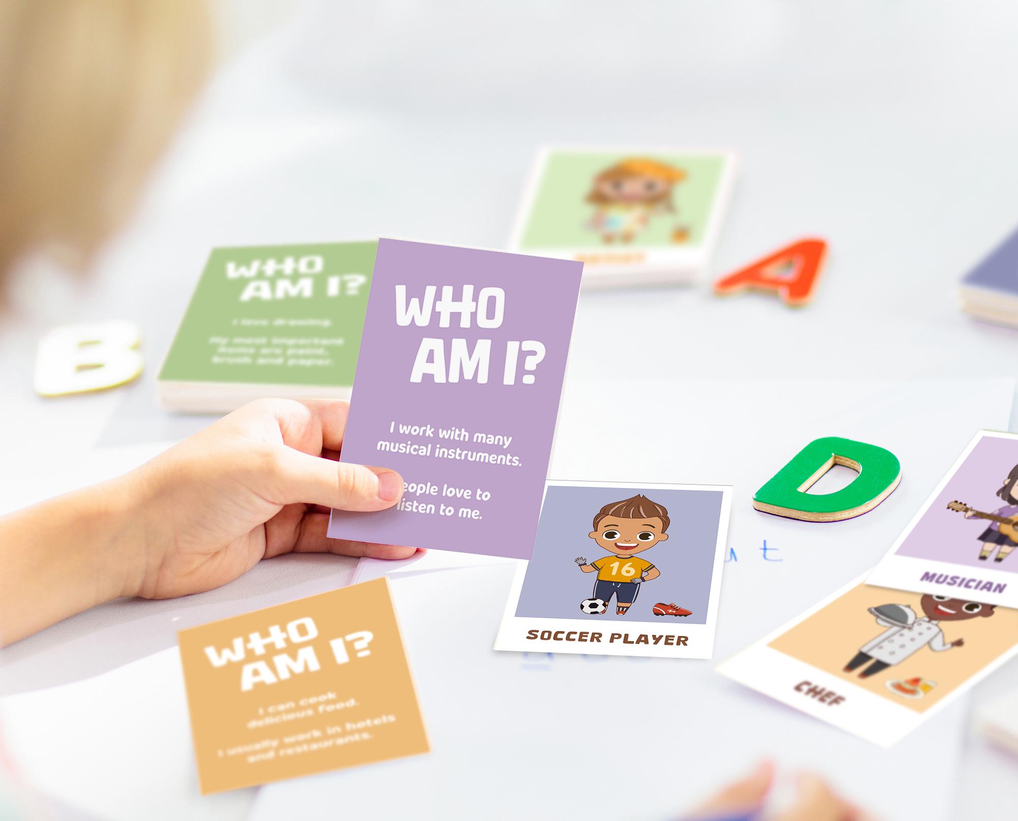 Printable Who Am I Professions Game - Montessori Printable - Kids Card ...