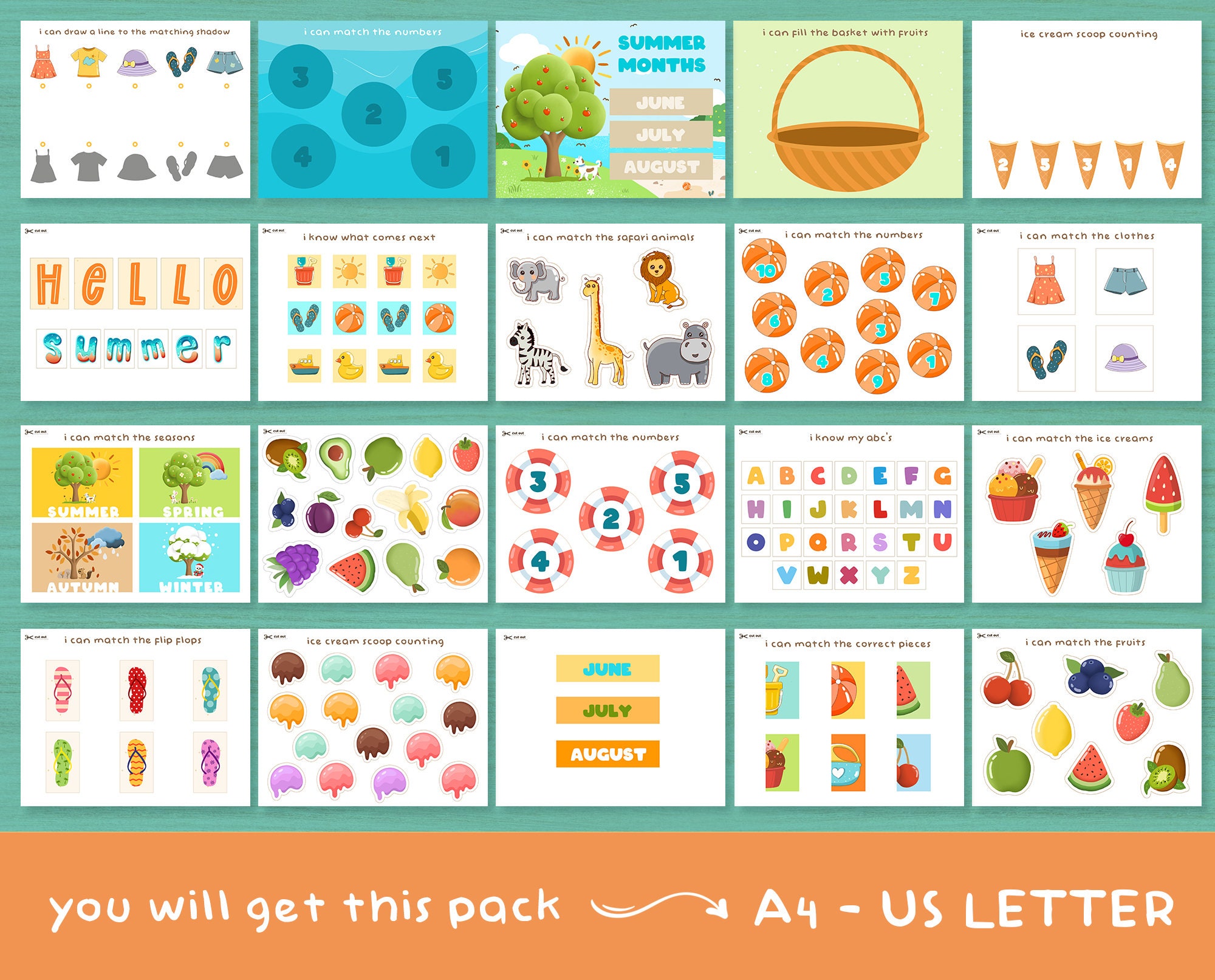 Summer Busy Book - Printable Preschool Activity Book - Toddler Learning ...