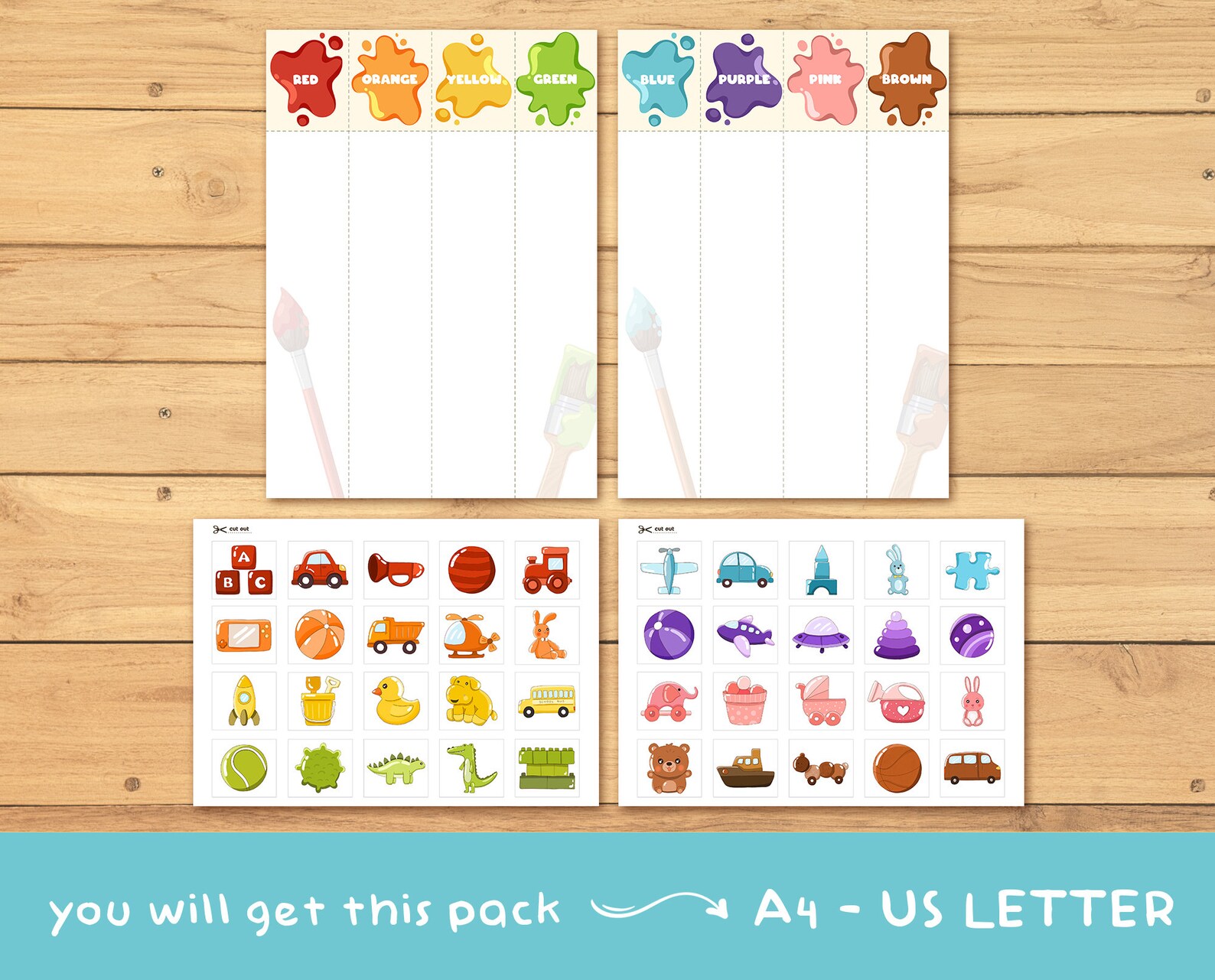 Color Sorting Activities Color Matching Games - Toddler Busy Book ...