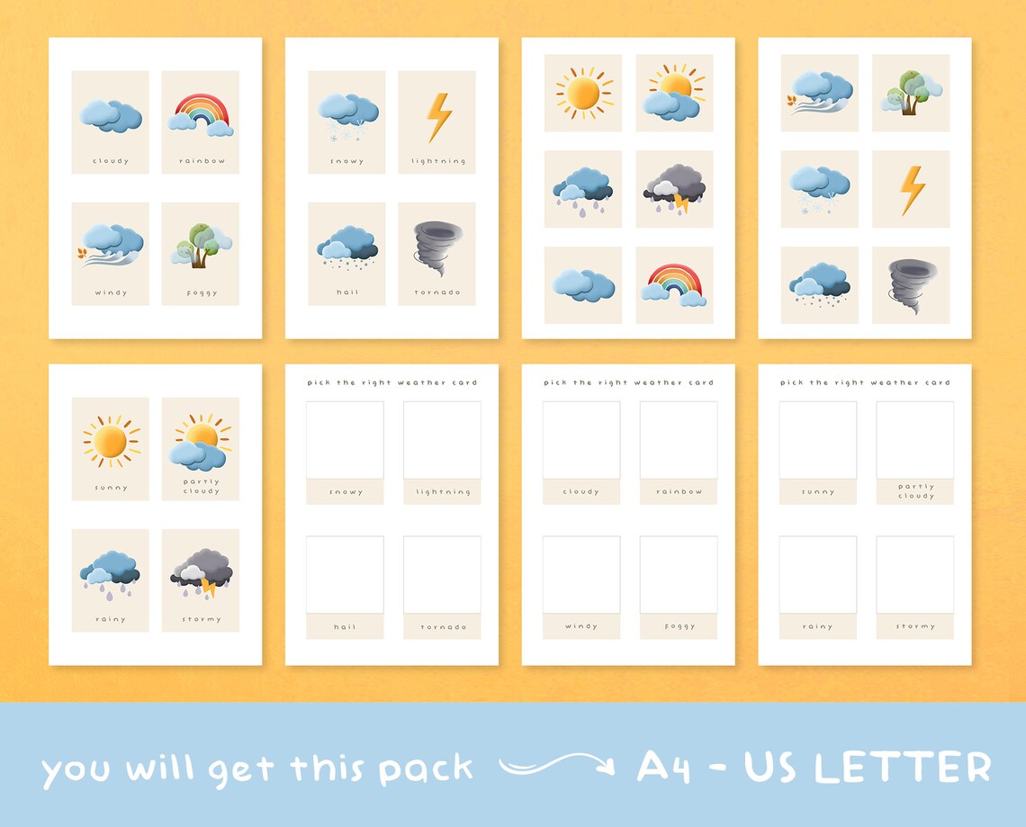 Weather Flashcards - Homeschool Montessori - Toddler Flash Cards ...