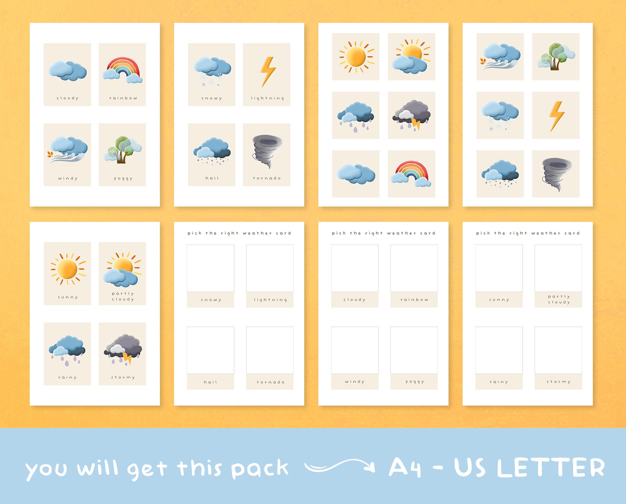 Weather Flashcards - Homeschool Montessori - Toddler Flash Cards ...