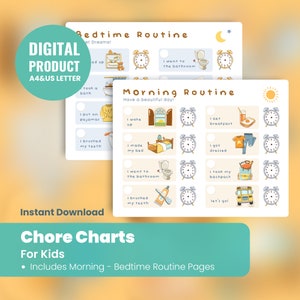 Daily Chore Chart - Kids Daily Routine Chart - Colorful and Printable ...