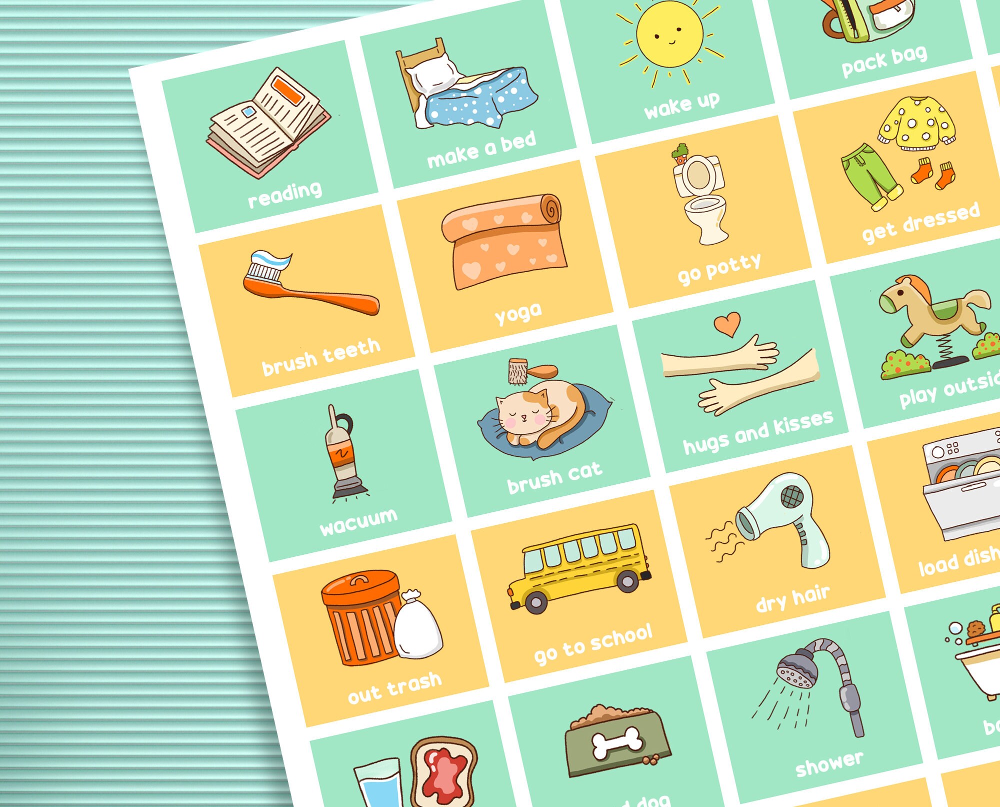 Daily Routine Printable Kids Chore Chart - Daily Routine - Printable ...