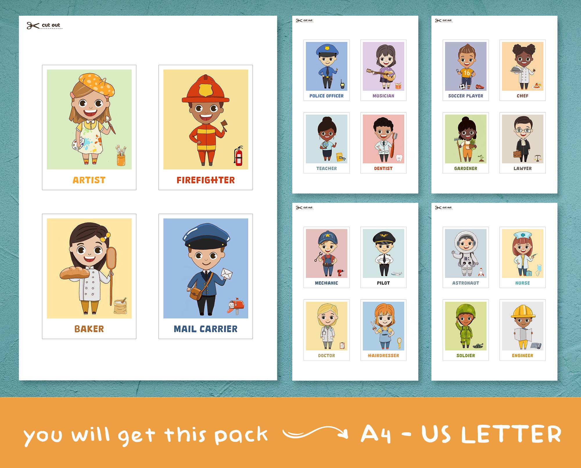 20 Professions Flash Cards - Montessori Flashcards - Jobs and ...