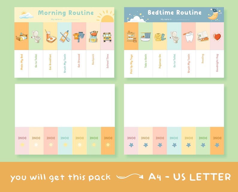Kids Routine Chart Editable & Printable - Chore Chart - Daily Kids ...
