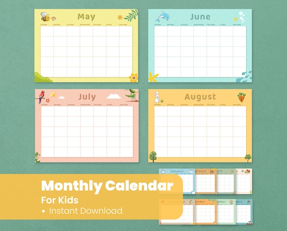 Preschool Monthly Themes Calendar