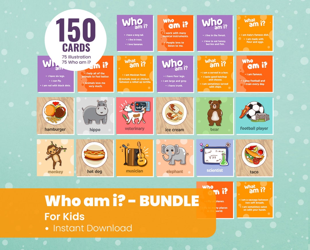 Printable Who Am I Card Game Bundle - Set of 3 - Preschool Kids ...