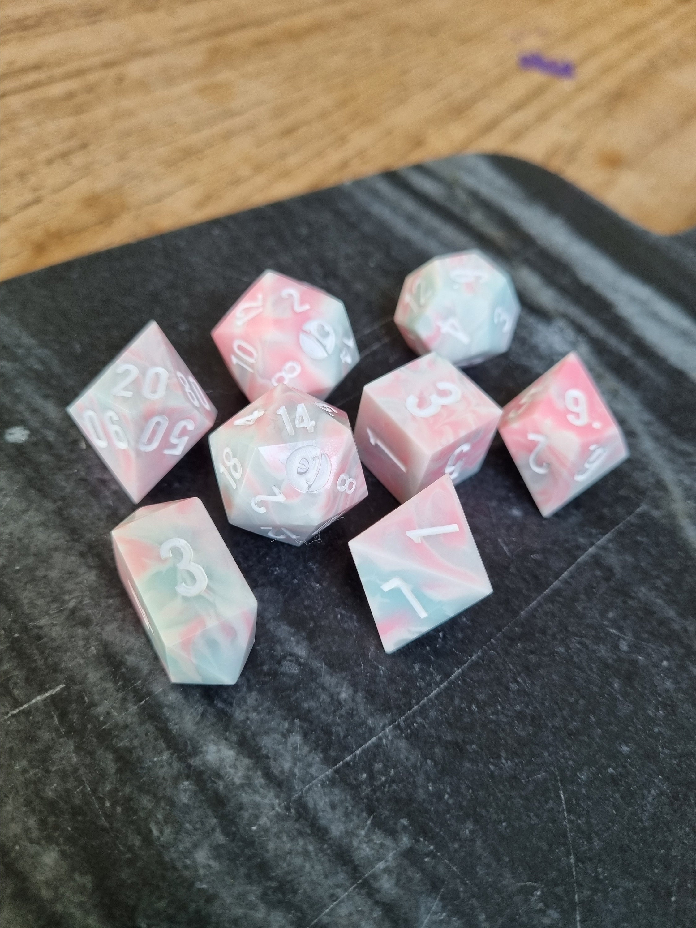 Transgender Flag / 100% Handmade Polyhedral Dice Set for TTRPG - Etsy