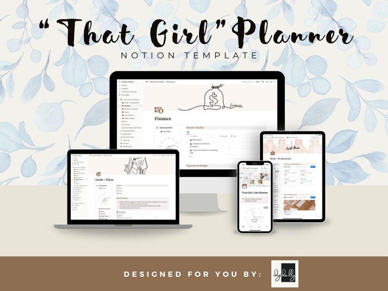 All in One Notion Template Notion Editable Template Notion Planner Habit Tracker Income and ...