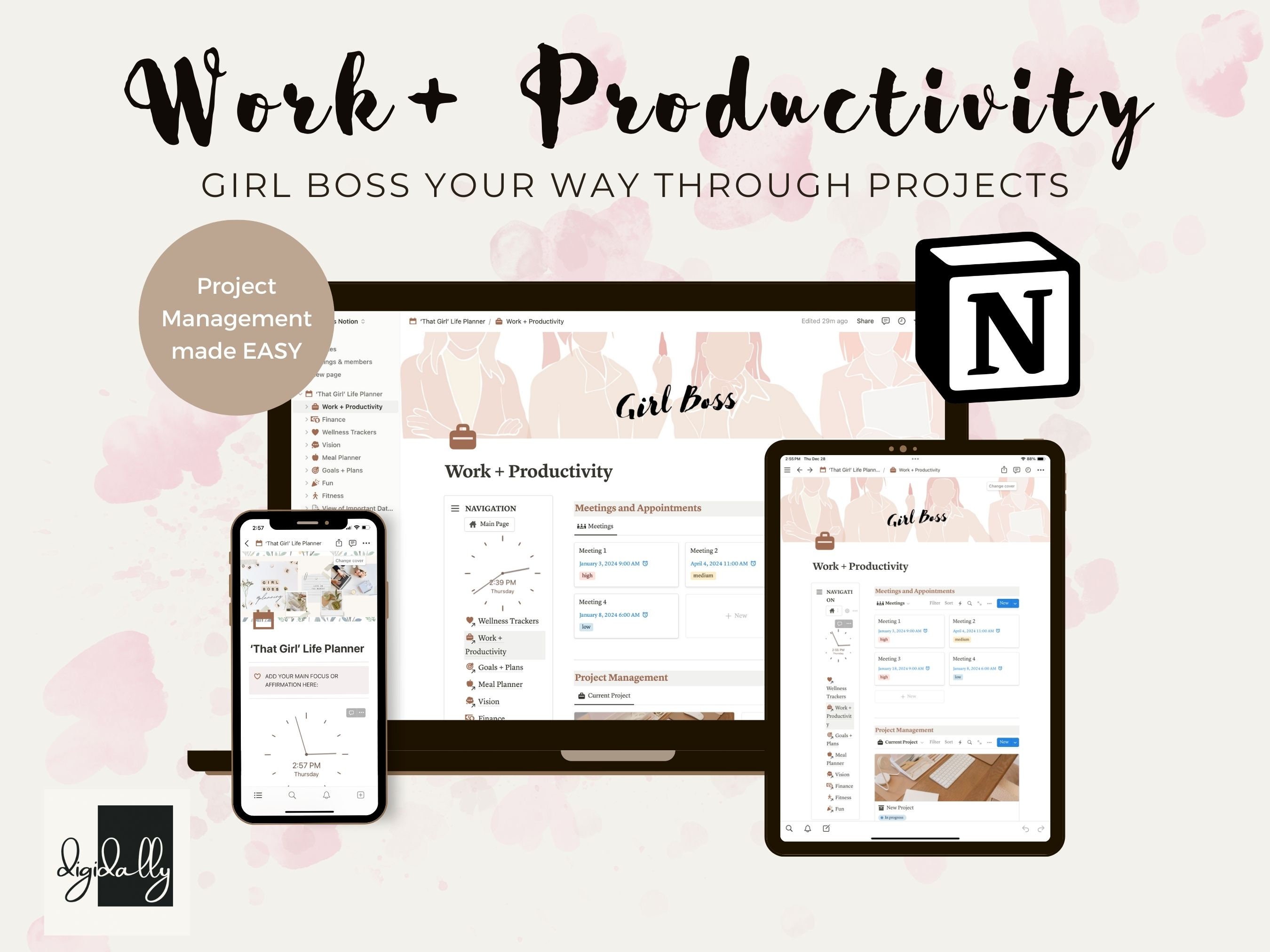 Notion Planner Aesthetic Notion Organizer That Girl Dashboard All in ...
