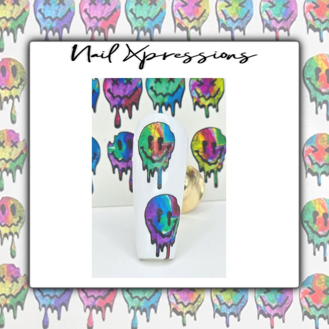 Drip Happy Face Smile Decals | Trippy Smiles Nail Stickers | Kawaii ...