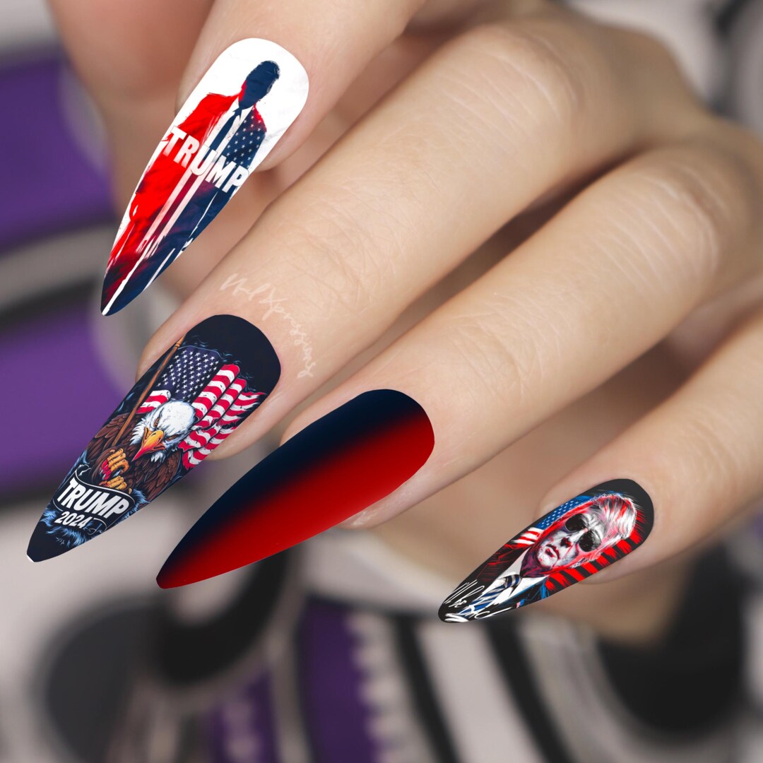 Trump 2024 Nail Wraps | Trump Nail Art Wrap | Water Transfer Nail Wrap ...