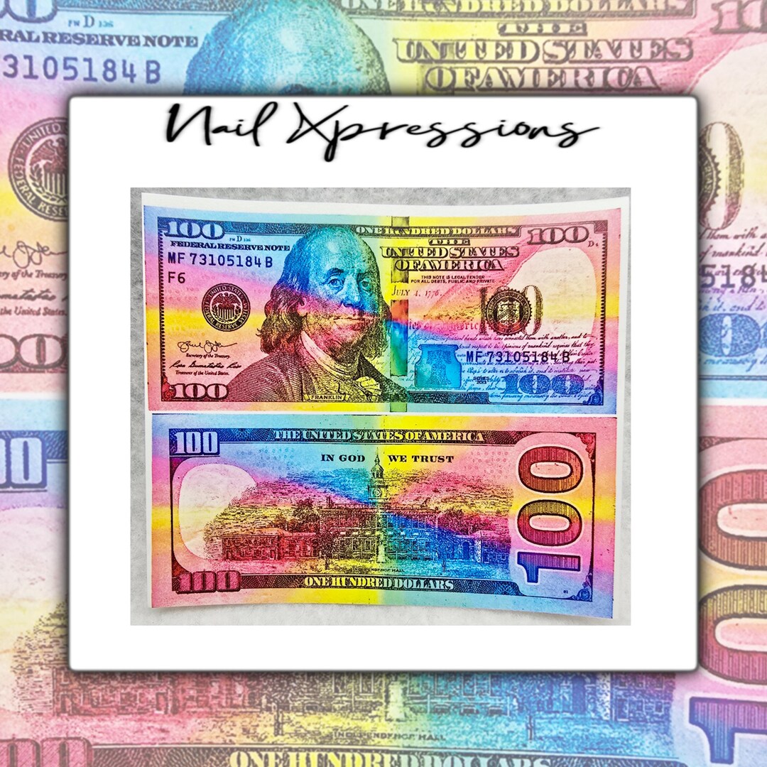 Rainbow Full Benjamin Bill Water Nail Decal - Etsy