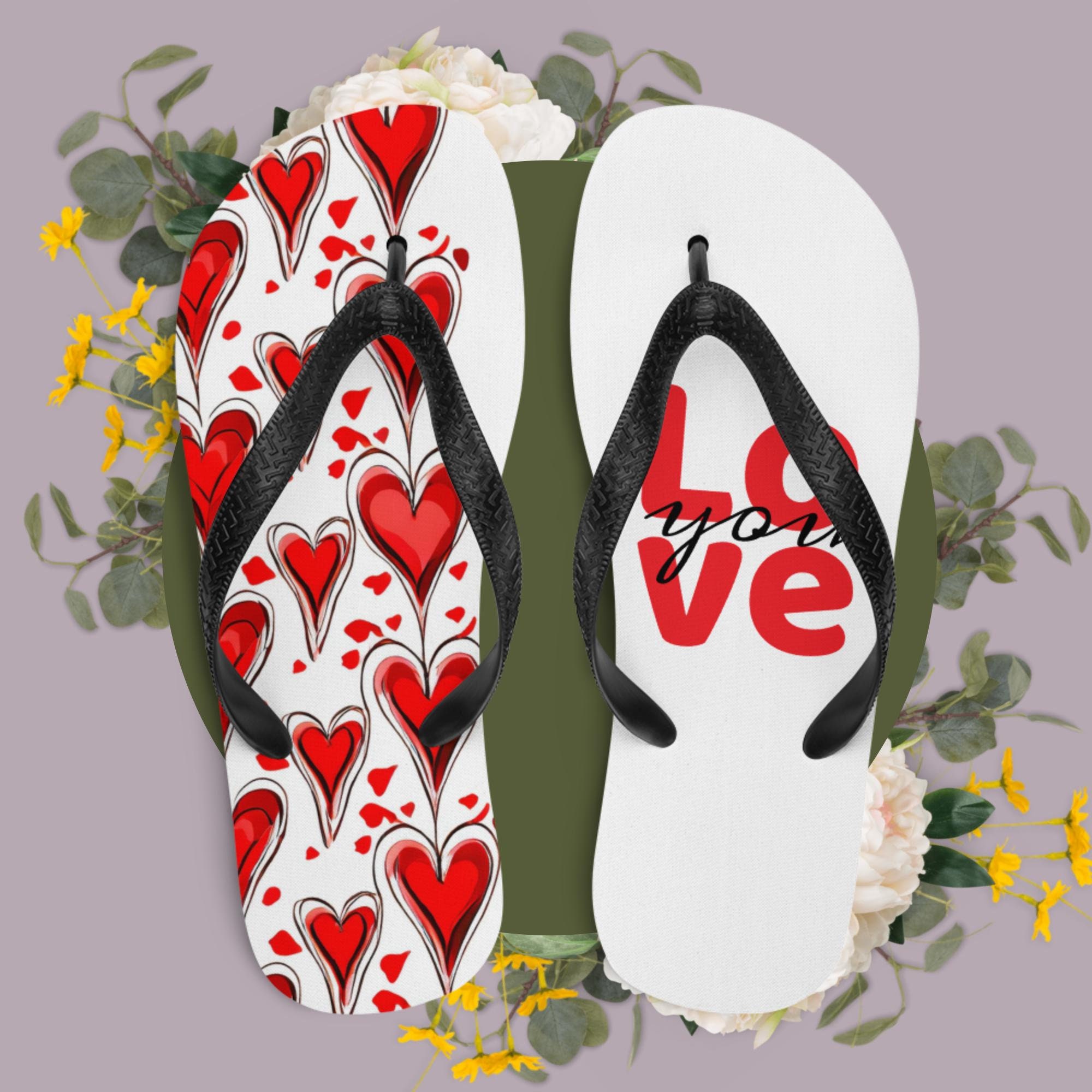 Fun Flip-flops, i Love You, Romantic Summer Slippers - Etsy