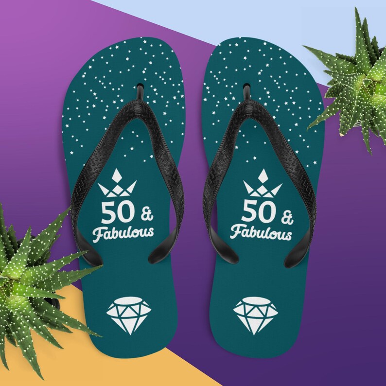 50th Birthday Flip-flops, Birthday Slippers - Etsy