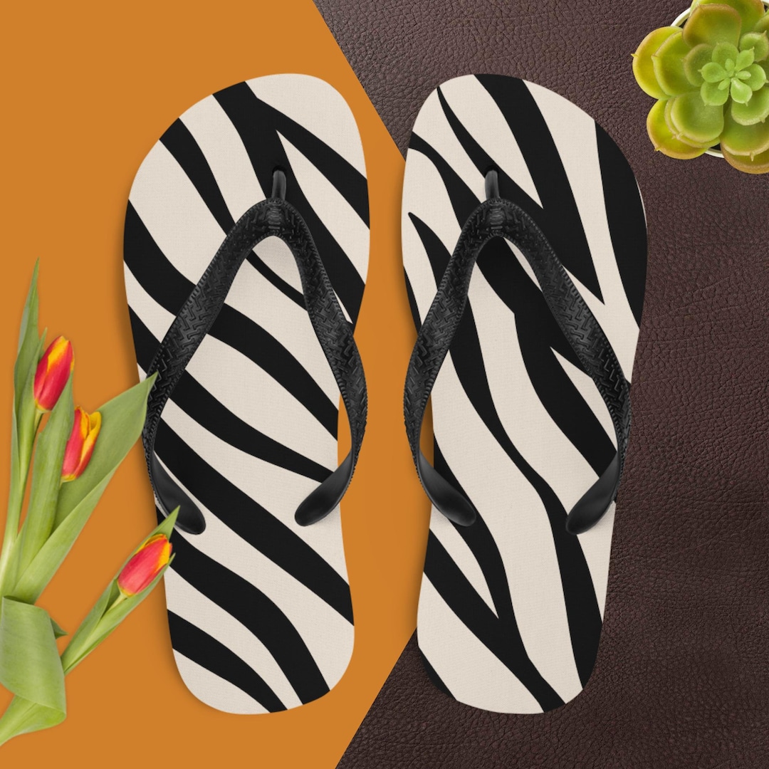 Fun Flip-flops Animal Print, Summer Sandals With Zebra Stripes - Etsy
