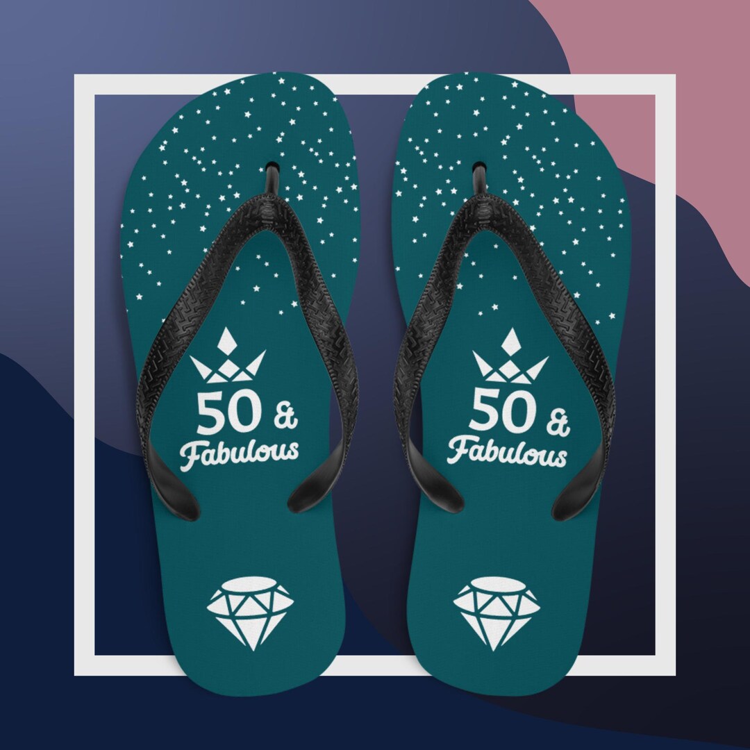 50th Birthday Flip-flops, Birthday Slippers - Etsy