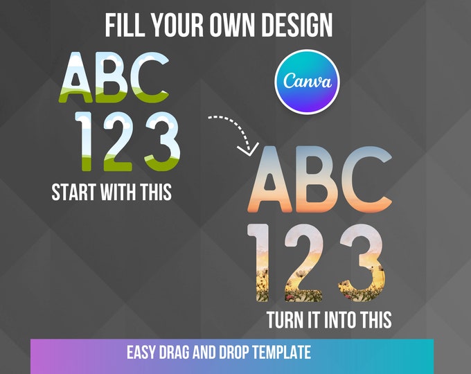 Canva Frame Alphabet, Editable Template, Canva Frame Retro Letters and ...