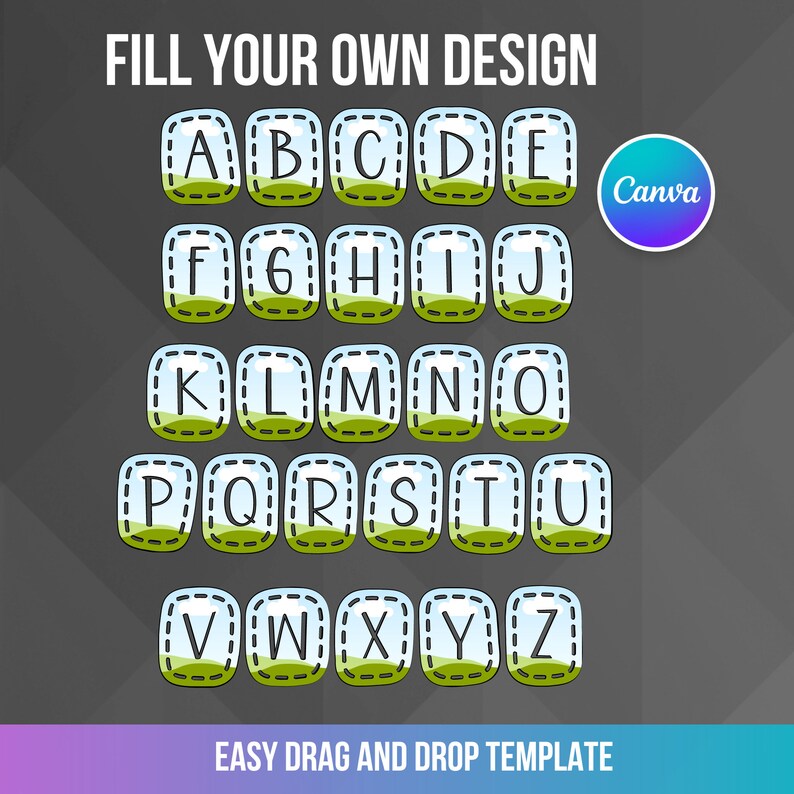 Canva Frame Alphabet, Editable Template, Canva Frame Stitch Letters ...