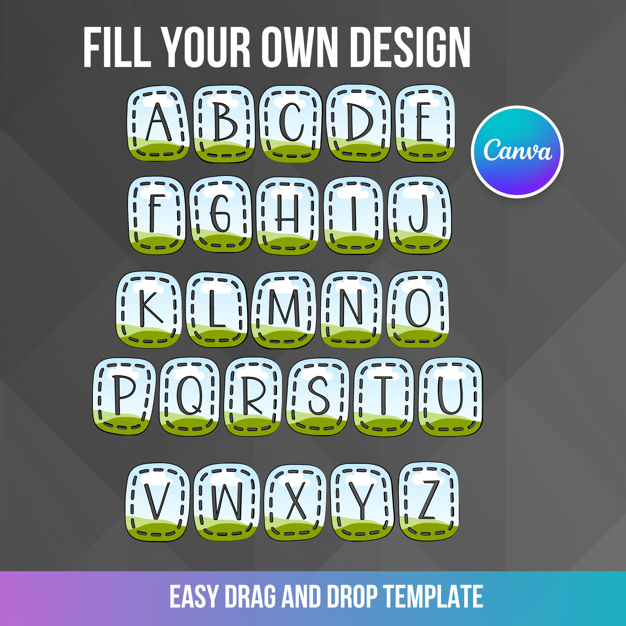Canva Frame Alphabet, Editable Template, Canva Frame Stitch Letters ...