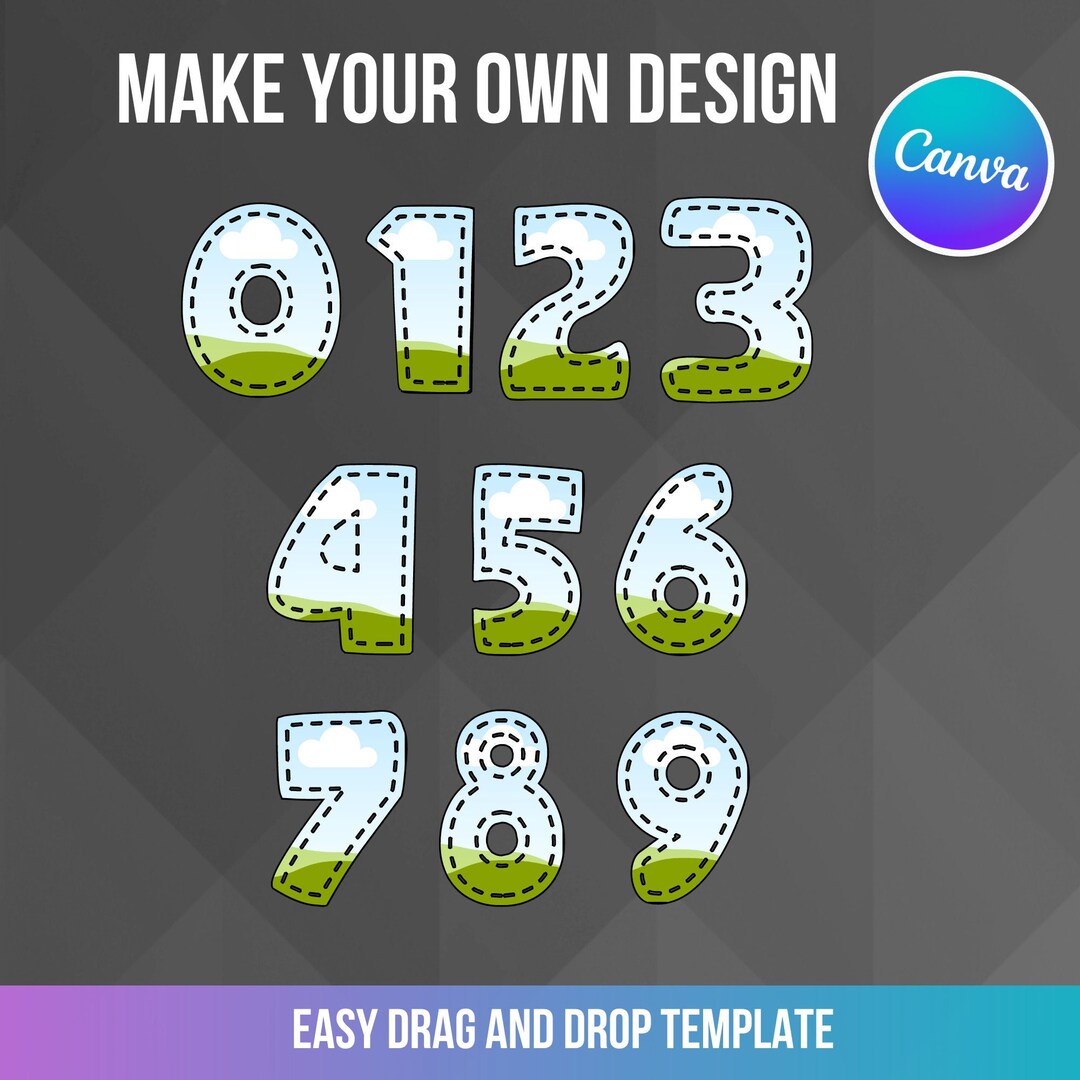 Canva Frame Numbers and Symbols, Editable Template, Canva Frame Stitch ...