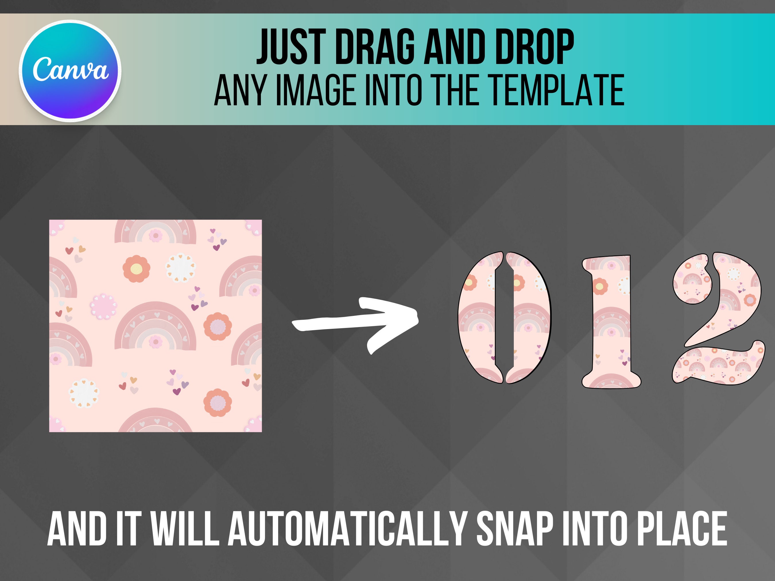 Canva Frame Stencil Alphabet and Numbers Font, Editable Template, Canva ...