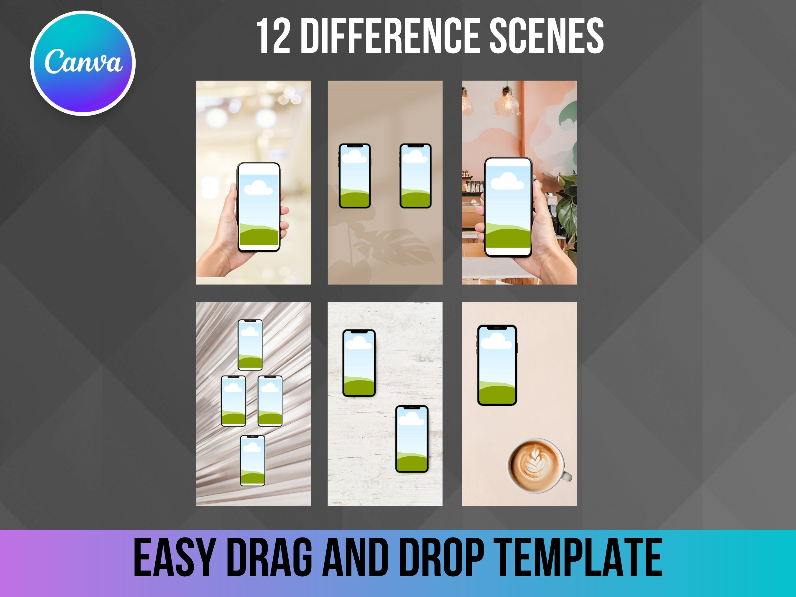 Smartphone App Story Mockup Bundle, Canva Frame Template, Smartphone ...