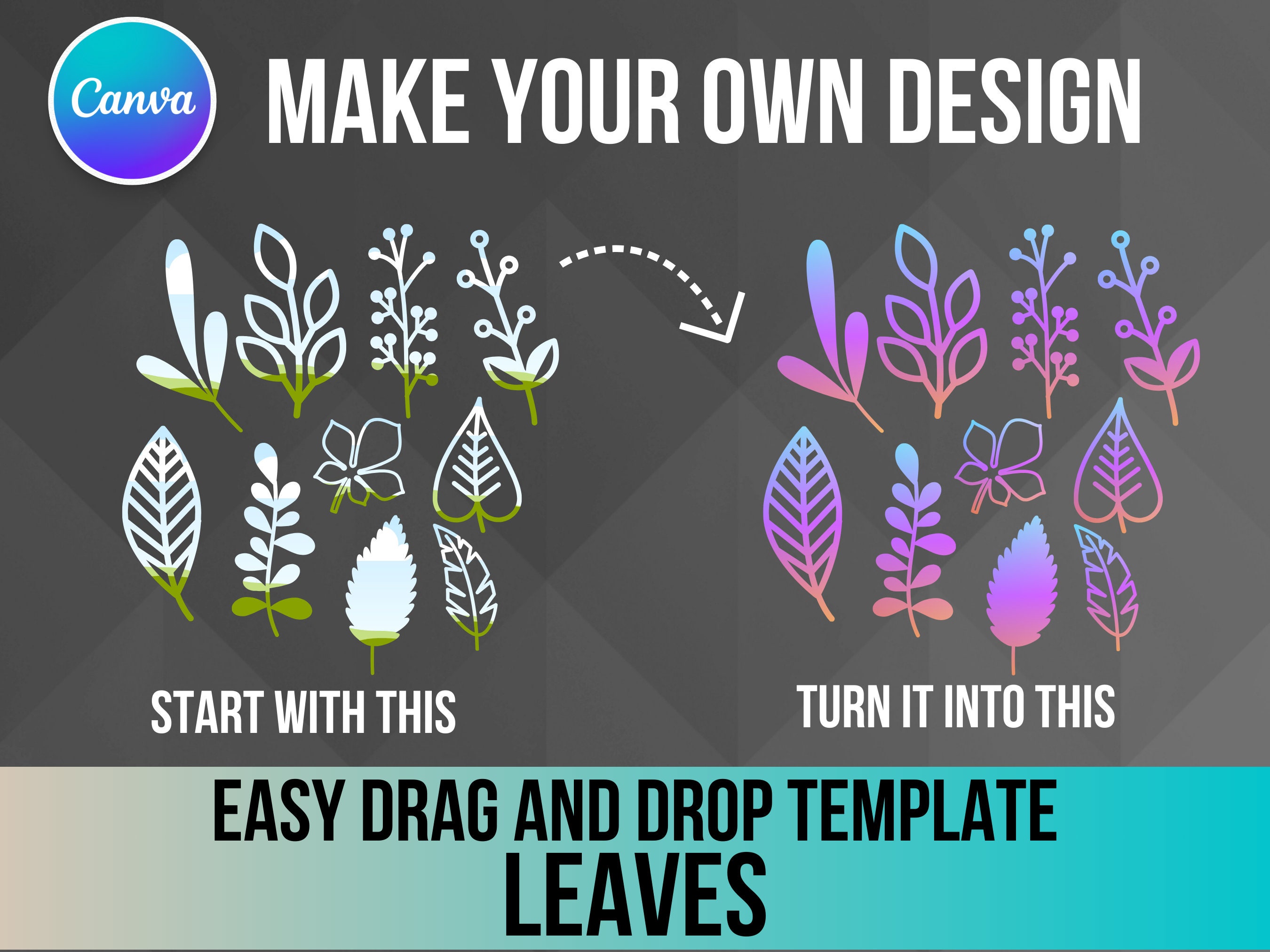 Canva Frame Leaves, Editable Template, Canva Frame Foliage, Fill Your ...