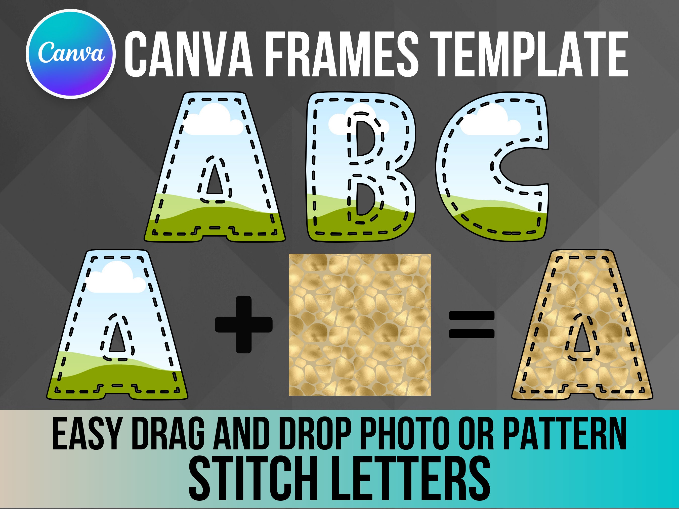 Canva Frame Alphabet, Editable Template, Canva Frame Stitch Letters ...