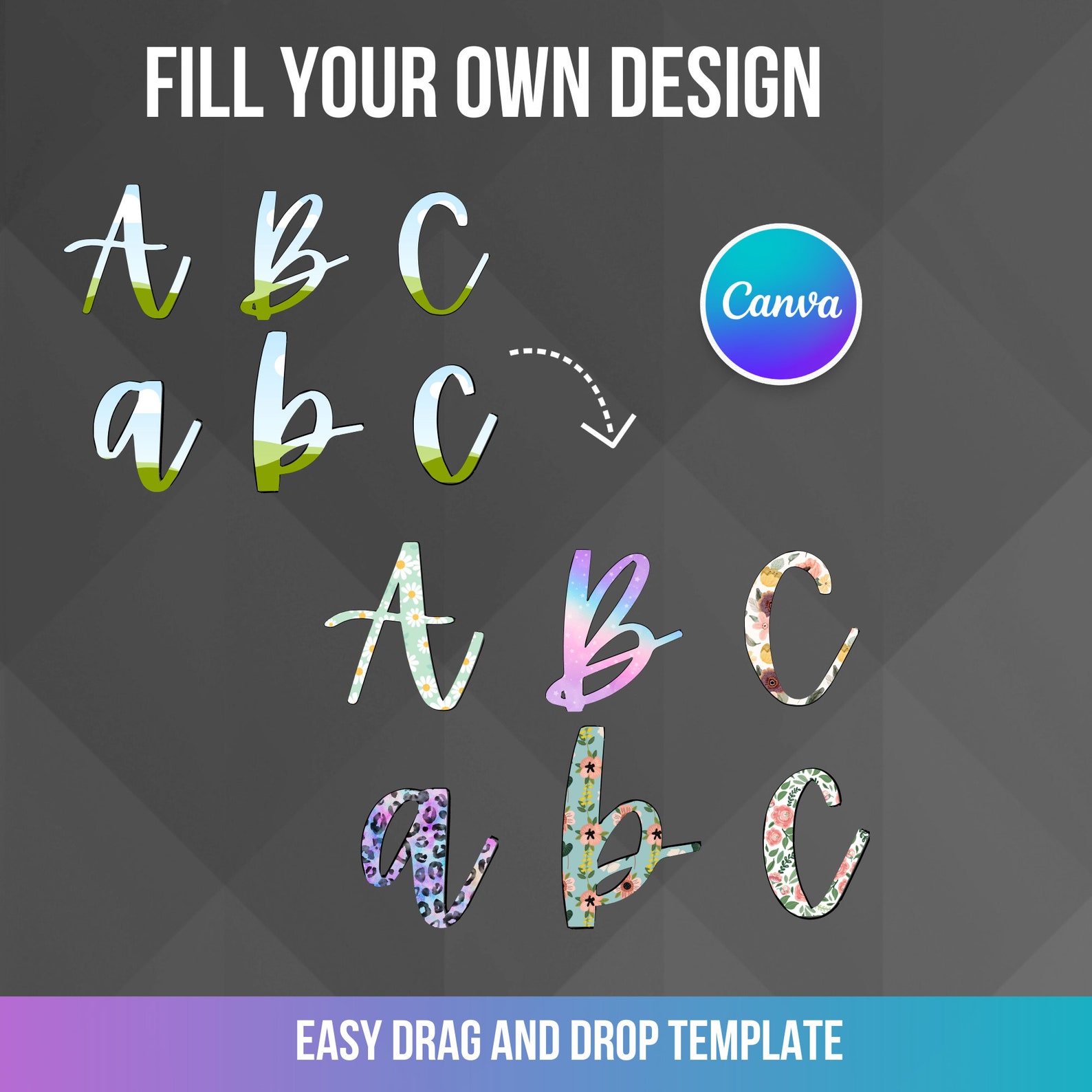 Canva Frame Font, Editable Template, Canva Frame Apricot Alphabets and ...